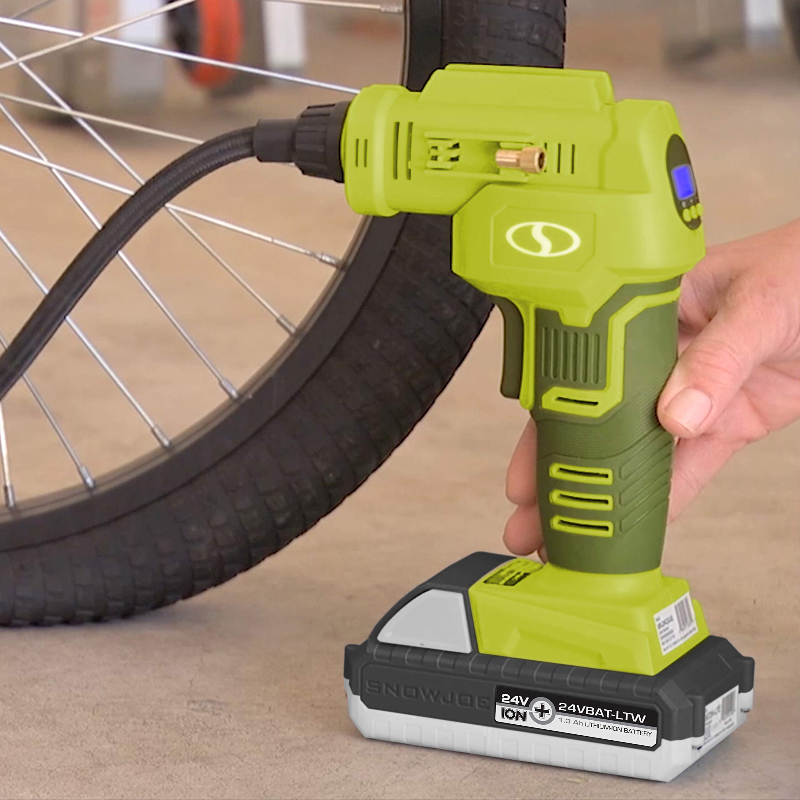 Sun Joe 24V-AJC-CT 24V Digital Cordless Air Compressor W/Nozzle Adapters + Storage Bag, Tool Only