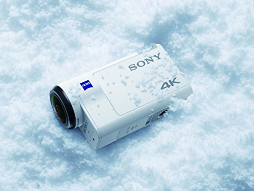 Sony FDRX3000R/W 4K HD Recording, Action Cam, Live View Underwater Camcorder, White