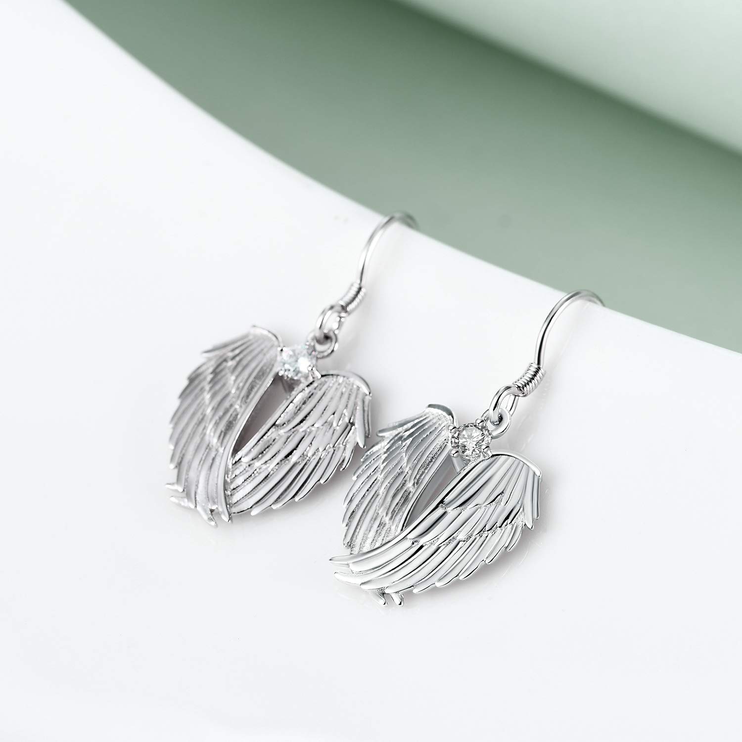 YFN Sterling Silver Angel Wings Earring with Cubic Zirconia - Ideal Gift for Women