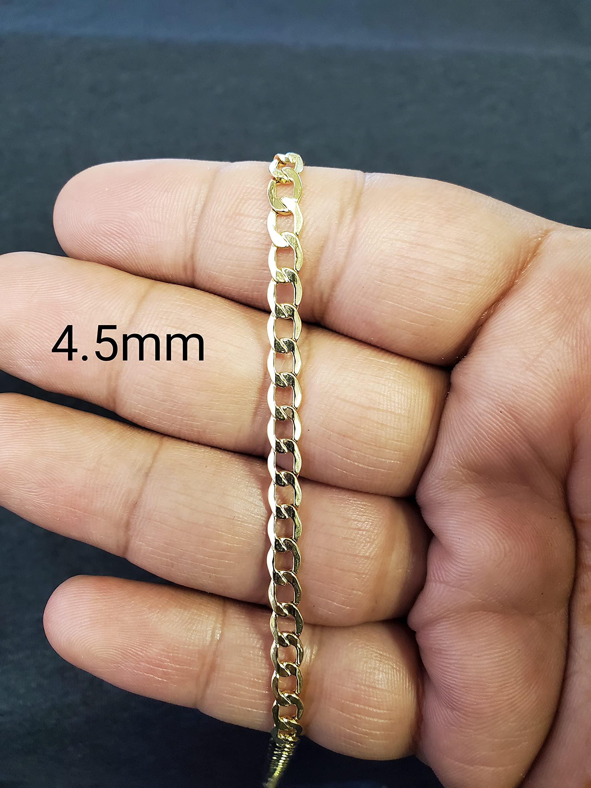 Real 10k Yellow Gold Hollow C-Link Men and Women Bracelet/Anklet 3.5 mm (10)