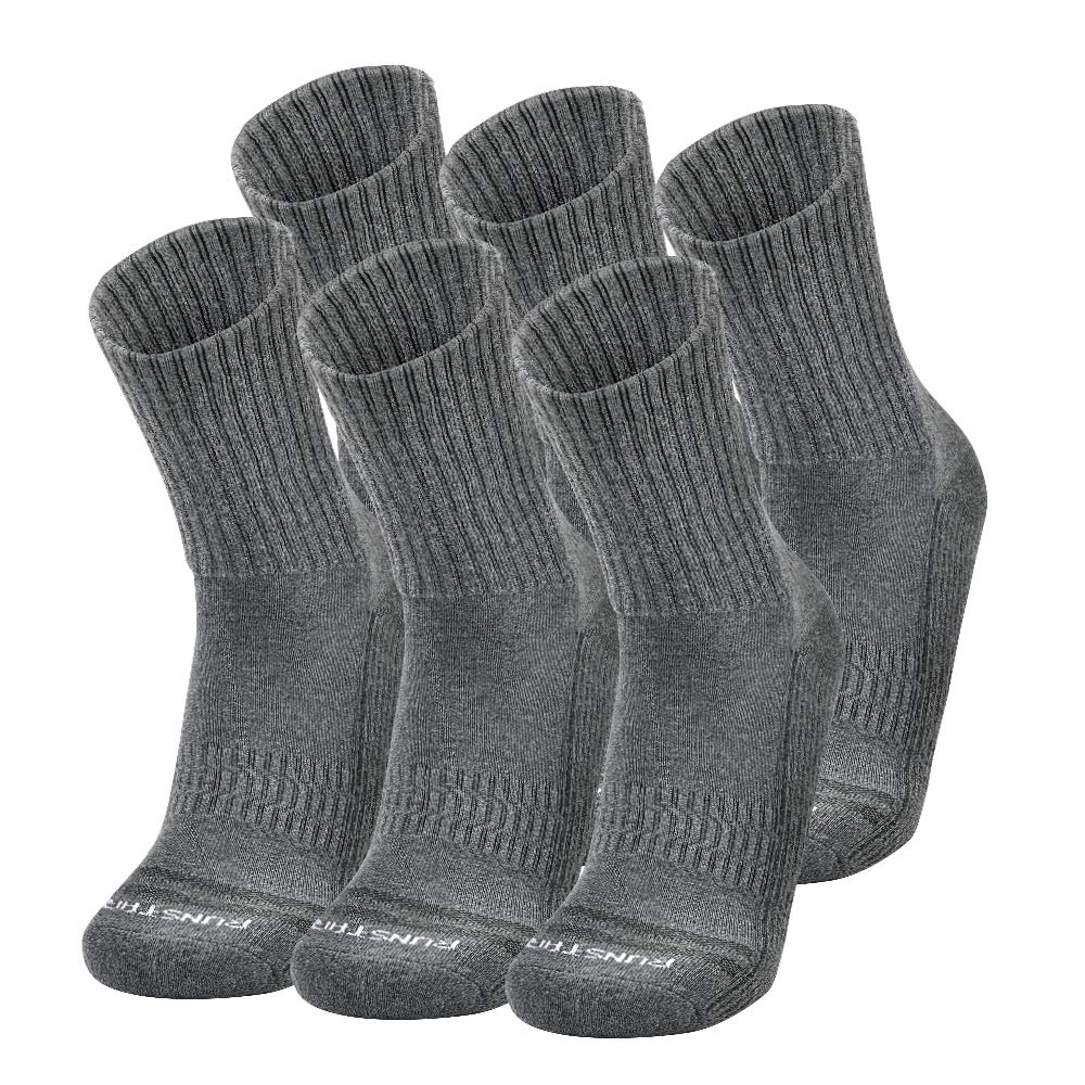RSZ Men’s Cotton Moisture Wicking Control Breathable Performance Athletics Cushioned Crew Socks(DarkGray L)