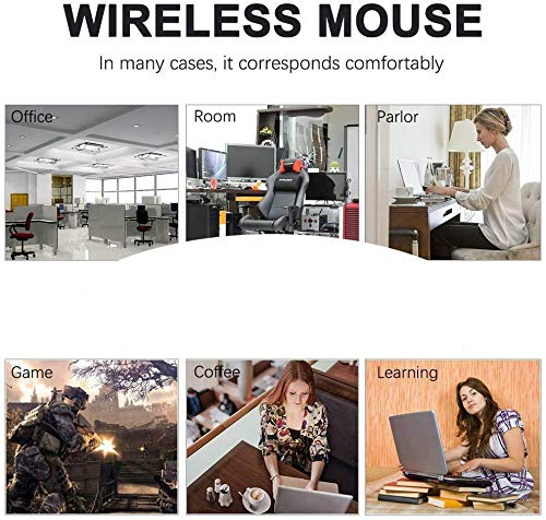 WFB Wireless Mouse Rechargeable Optical Mouse with USB Receiver Portable Gaming,Office Mice 3 Adjustable DPI Levels,6 Buttons for PC,Laptop,Computer,Notebook,MacBook Black