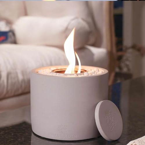 Tabletop Fire Pit - Indoor Concrete Fire Pit Bowl for a Cozy Ambiance - Large Portable Fire Bowl Luxury Indoor & Outdoor Table Top Fire Pit | Long Burning Ethanol Fire Pit for Indoor Fireplace