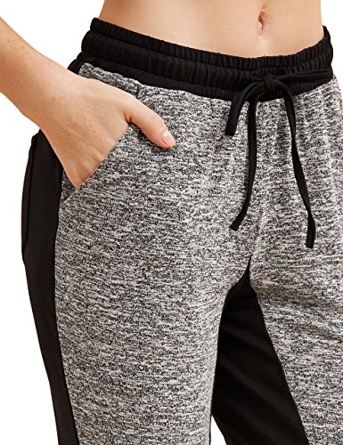 SweatyRocks Women's Drawstring Waist Long Workout Yoga Active Pant with Pocket DARK Grey Black XX-Large