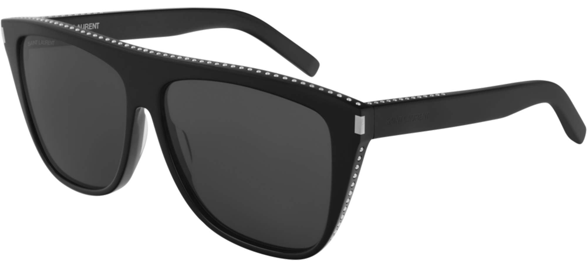 Saint Laurent SL 1 Shiny Black/Silver Studs/Solid Grey One Size
