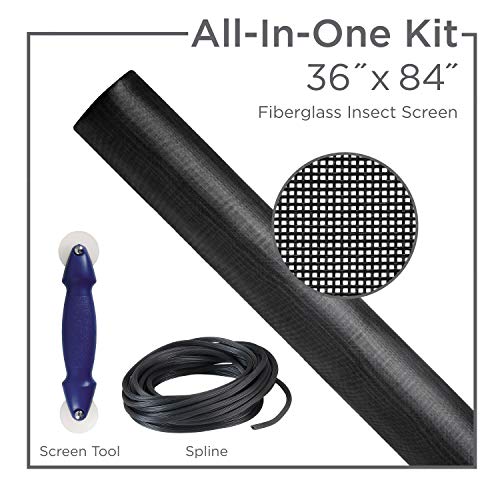 Saint-Gobain ADFORS FCS9831-M Standard Screen Repair Kit for Window & Door, 36" x 84", Charcoal, 21 Sq Ft ( Packaging May Vary )
