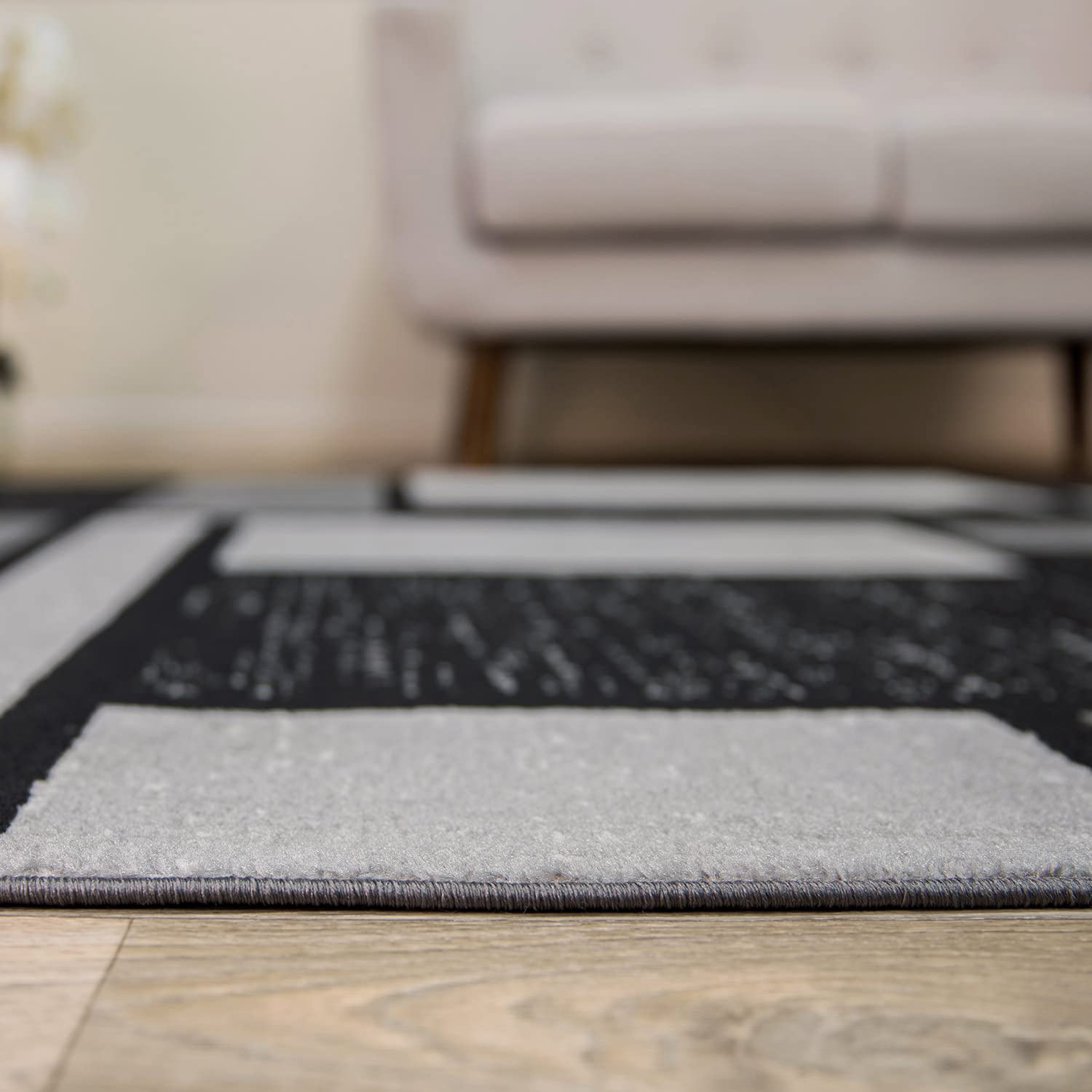 Rugshop Contemporary Modern Boxes Design Area Rug 6'6" x 9' Gray