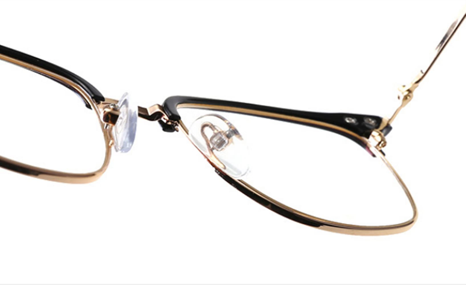 Shiratori Vintage Retro Half Frame Horn Rimmed Optics 43mm Clear Lens Glasses Silver