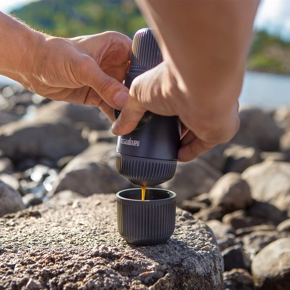 WACACO Nanopresso Portable Espresso Maker, Upgrade Version of Minipresso, 18 Bar Pressure, Small Travel Coffee Maker, Manually Operated. Perfect for Kitchen and Office