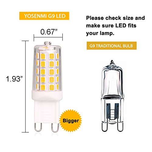 Yosenmi G9 LED Bulb 4W, 40W Halogen Bulb Equivalent, 6000K Daylight White, 120V Not Dimmable G9 Base Light Bulb,12-Pack