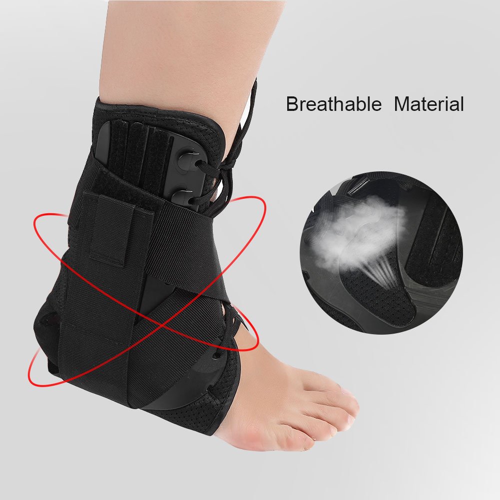 Sonew Ankle Brace Adjustable Foot Support Brace with Stabilizer Straps Lace Up Compression Sleeve for Sports Injuries & Sprain