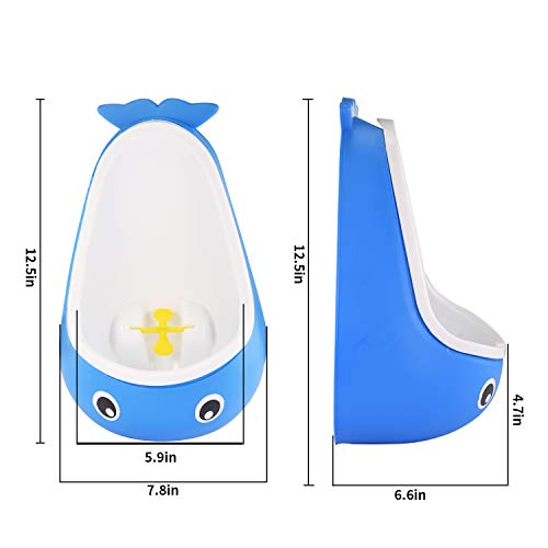 Whale Potty Training Urinal for Boys with Funny Aiming Target, Toddler Boy Toilet Pee Trainer - Dark Blue