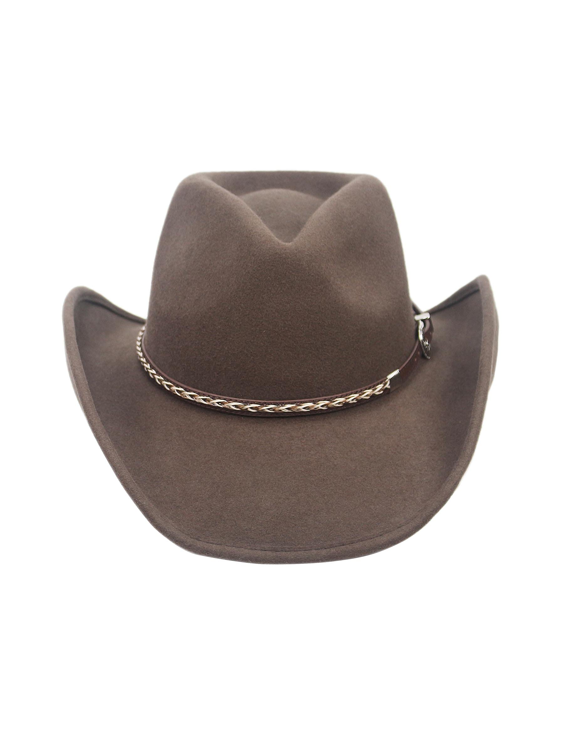 Western Hat Band for Cowboy Hats by Silver Canyon, Brown Leather with Tan, Brown, Natural Braided Horsehair
