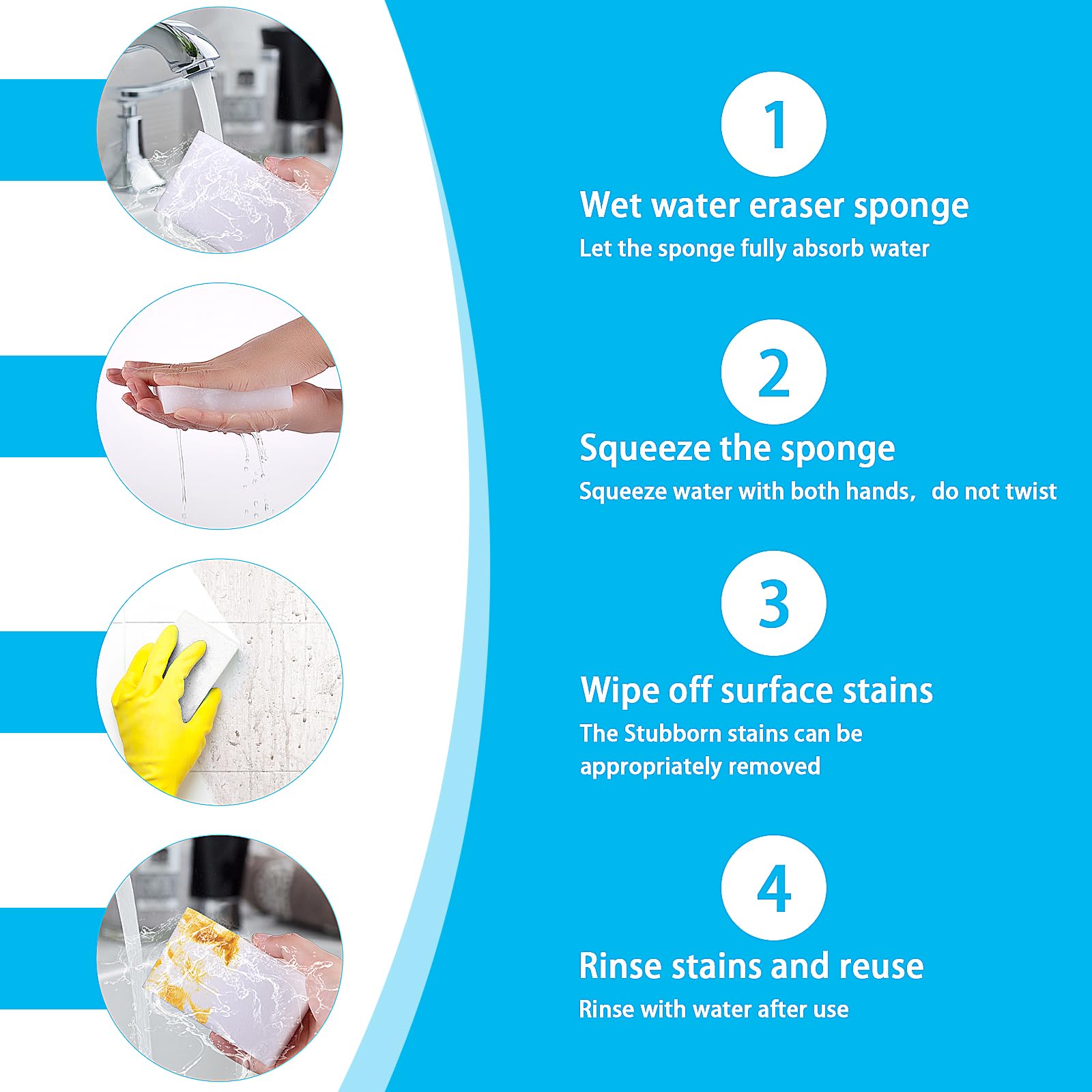 Sibba 8 Pack Magic Cleaning Sponges, Long Lasting Melamine Sponge, High Density Nano Sponge for Dish, Multi-Functional Cleaning Sponge Eraser for Kitchen, Furniture, Bathroom & Shoes