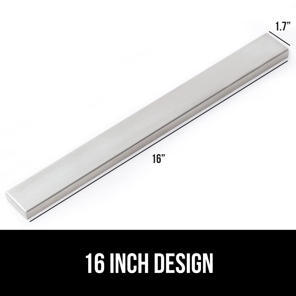 The Original Gorilla Grip Stainless Steel Magnetic Knife Holder, 16 inch, Heavy Duty Magnet Strip for Knives, Wall or Refrigerator Mounted Bar, Easy Install Rack, Securely Store and Organize Kitchen