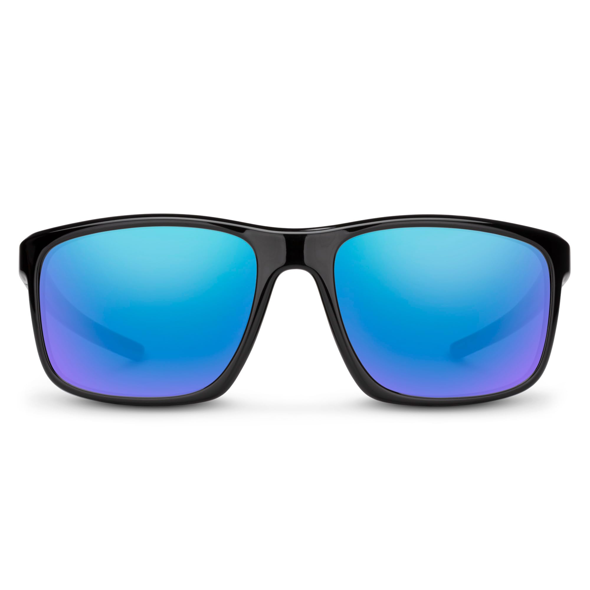 Suncloud Respek Polarized Sunglasses – 100% UV Protection – Comfortable Fit, Trendy Design – for Men & Women – Black + Polarized Blue Mirror Lenses