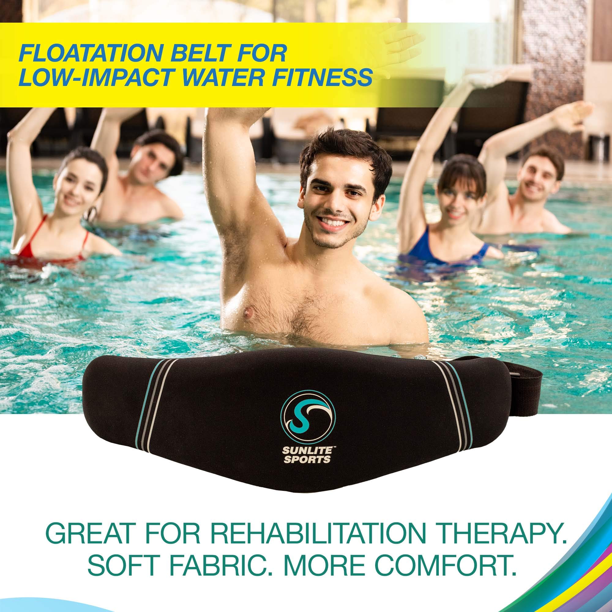 Sunlite Sports AquaFitness Deluxe Flotation Swimming Belt - Water Aerobics Equipment for Pool, Low-Impact Workout