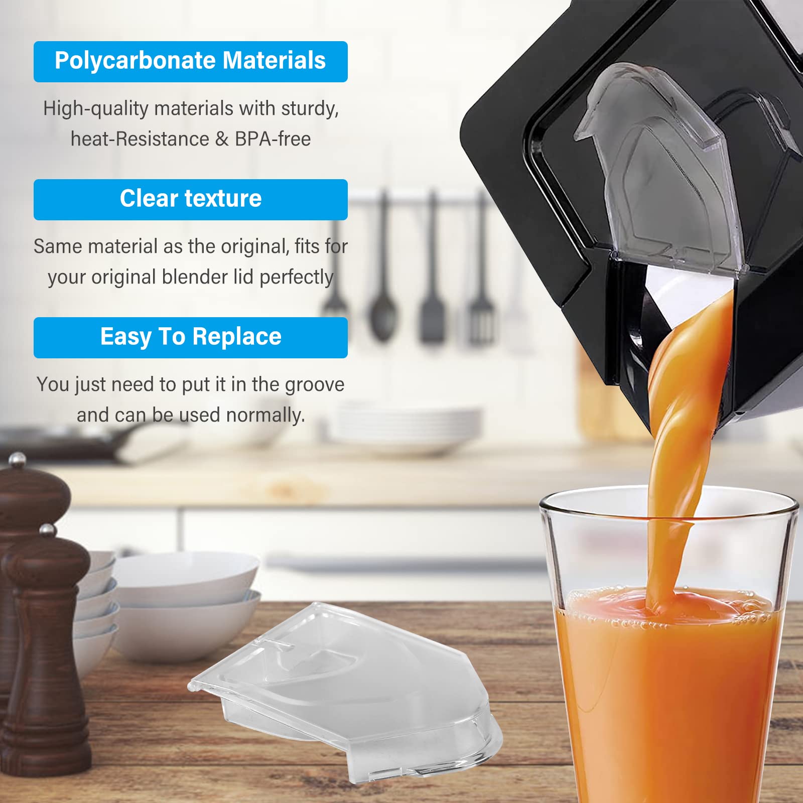 Spout Cover for Ninja Blender Lid, 2 Pcs Spout Cover Replacement for Ninja Blender 72 Oz Pitcher, Blender Lid Flap Pour Spout Cover Transparent, Suitable for Model NJ600-NJ602, BL500-BL781