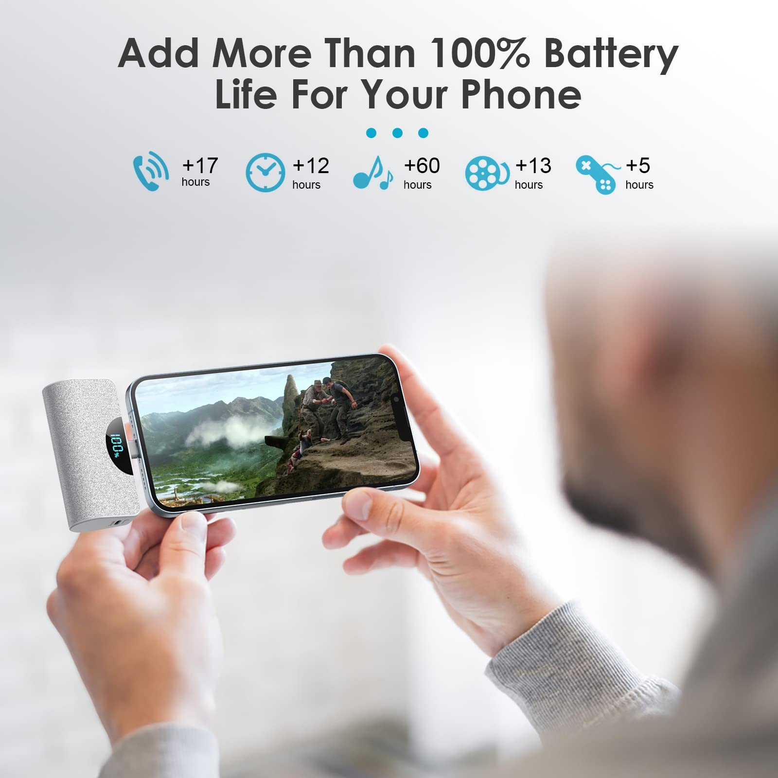 Small Portable Charger 5200mAh,Upgraded Ultra-Compact 20W PD Fast Charging Power Bank Smart LCD Display Cute Battery Pack Compatible with iPhone 14/14 Pro Max/13/13 Pro/12/12 Pro/11 (White)