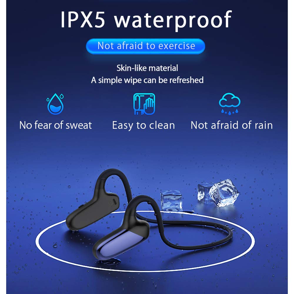 SLuB Bone Conduction Headphones,Bluetooth 5.0 Open-Ear Wireless Earphones,Waterproof and Sweatproof Sports Headset,High Sound Quality,Large Capacity Battery(Blue)