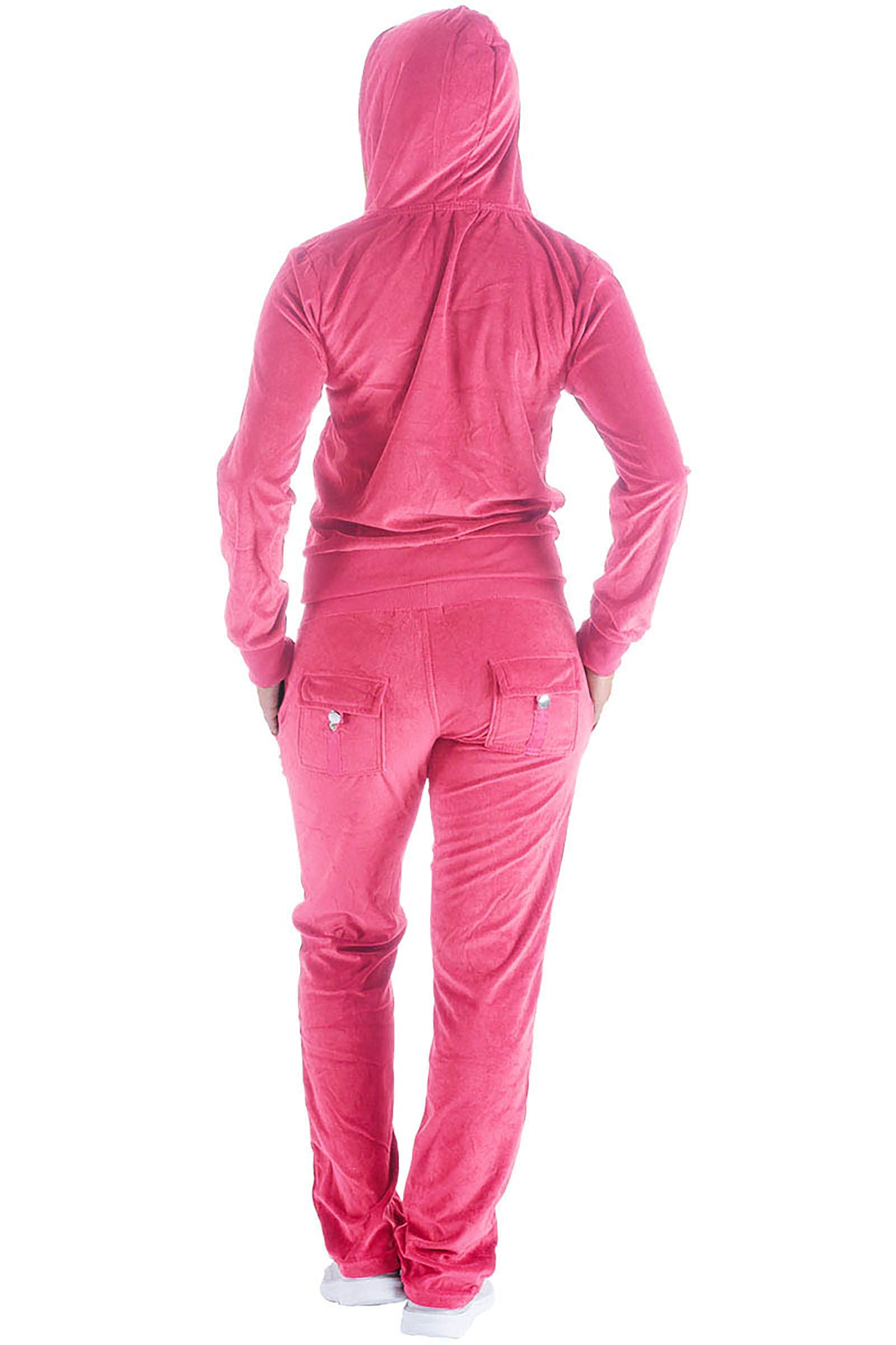 Velour Sweatsuits for Women 2 Piece Zip Up Hoodies Tracksuits Solid Comfy Lounge Wear Causal Sportwear Joggers Outfits Pink Large