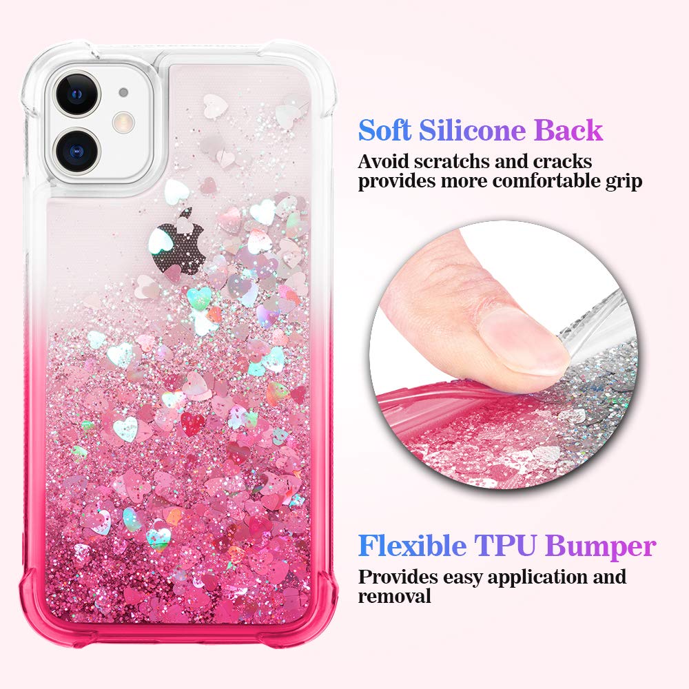 Ruky iPhone 11 Case, iPhone 11 Glitter Case, Gradient Quicksand Series Glitter Flowing Liquid Floating Soft TPU Bumper Cushion Girls Women Phone Case for iPhone 11 6.1 inches 2019 (Gradient Pink)
