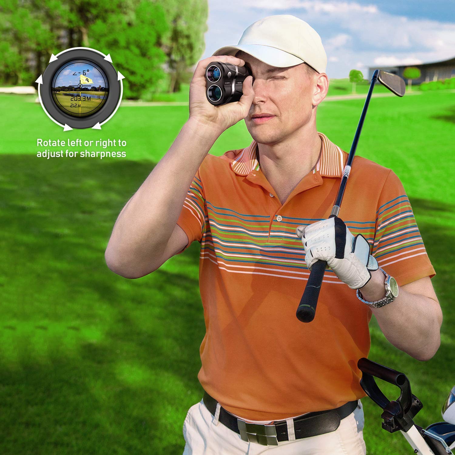 TSKF Golf Rangefinder with Slope,Laser Range Finder Binoculars with Pinsensor, 4 Scan Mode, Slope Measurement, 600 Yard Range, 7X Magnification, Fast Flag Lock for Golf, Outdoor, Wild