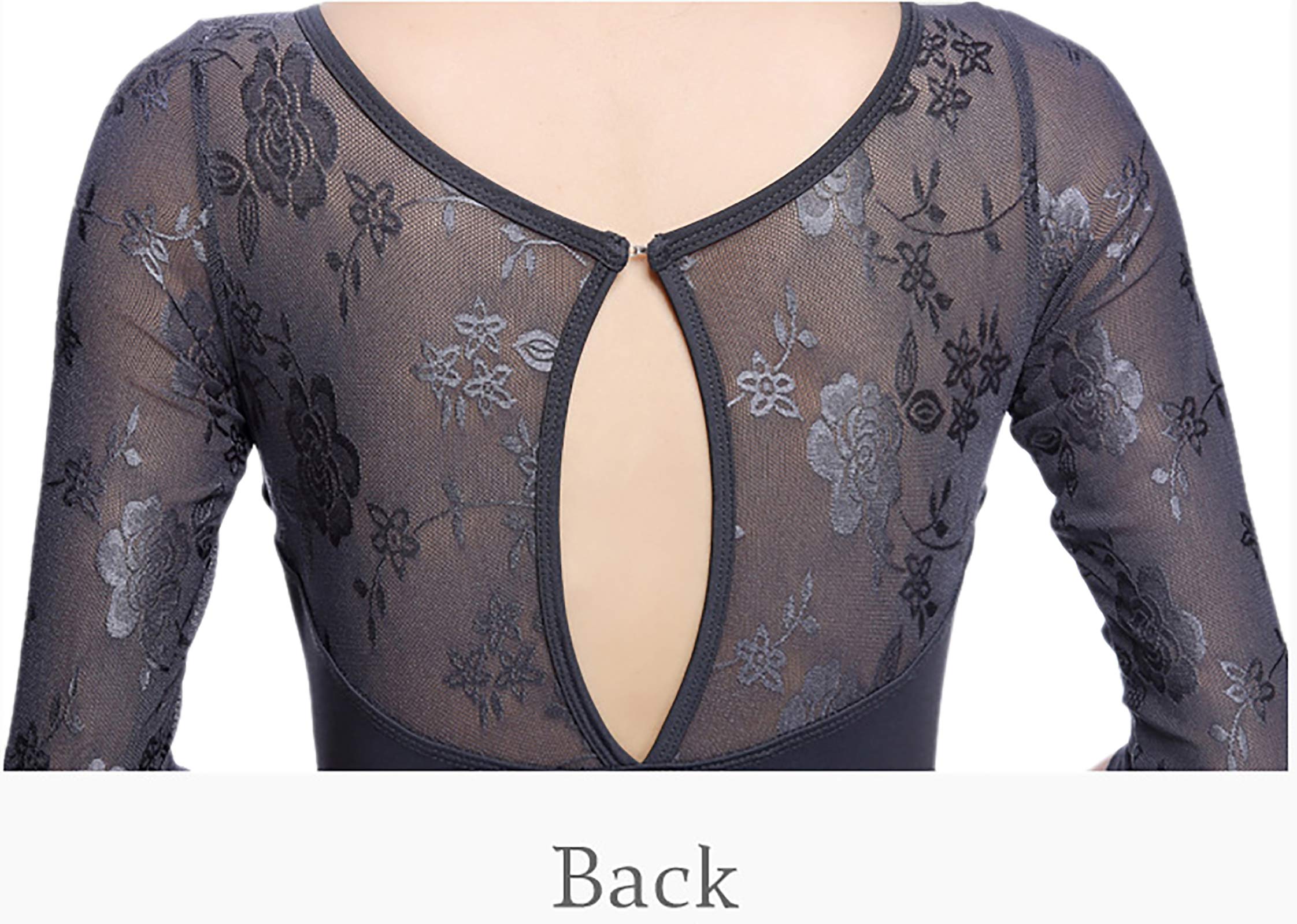 Whitewed 3/4 Sleeve Lace Leotard Women Adult Dancewear Stretch Stage Performance Bodysuit