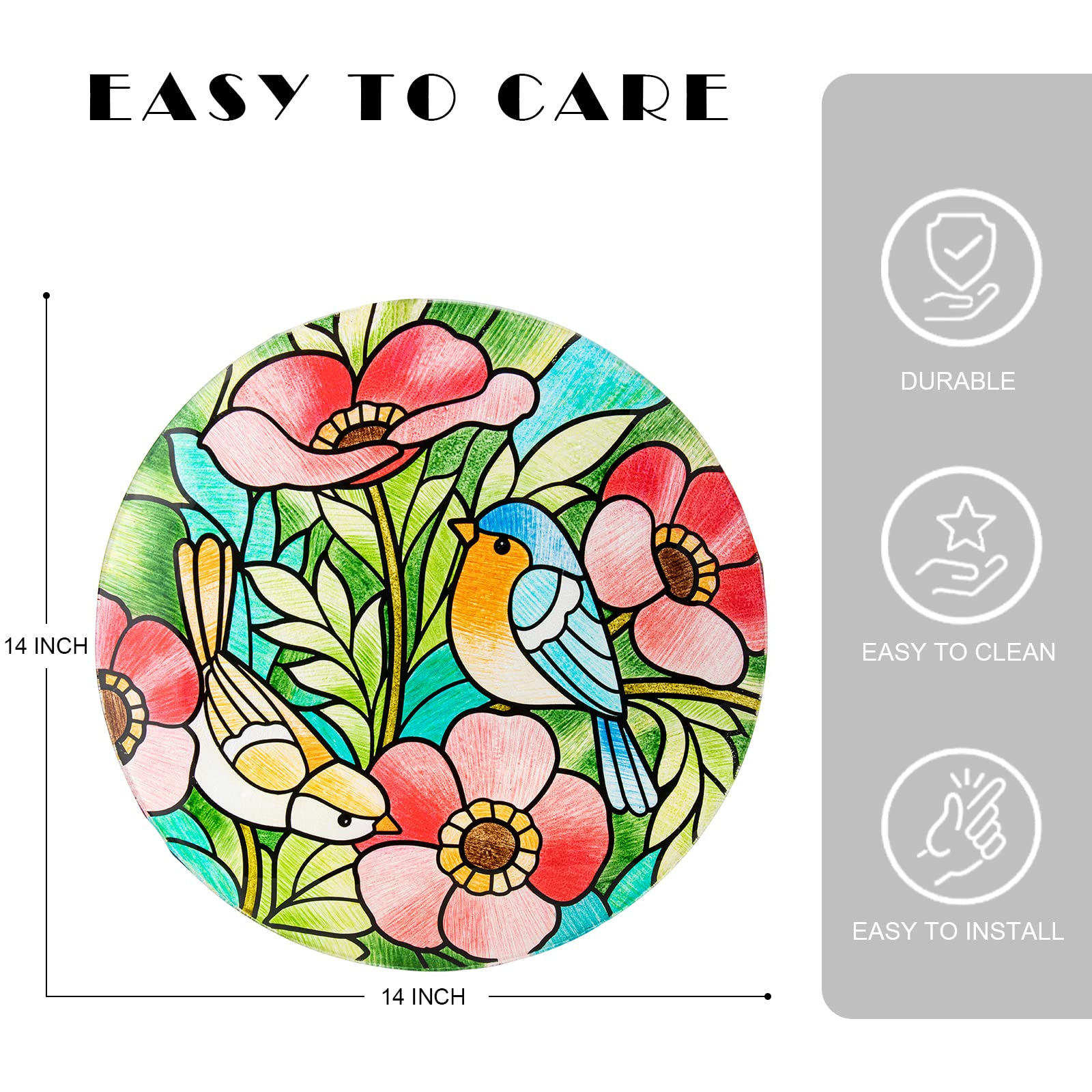 VCUTEKA Patio Side Table Outdoor Accent Table Bistro Coffee Table Plant End Table Small Porch Table Indoor Round Glass Balcony Plant Table Stands