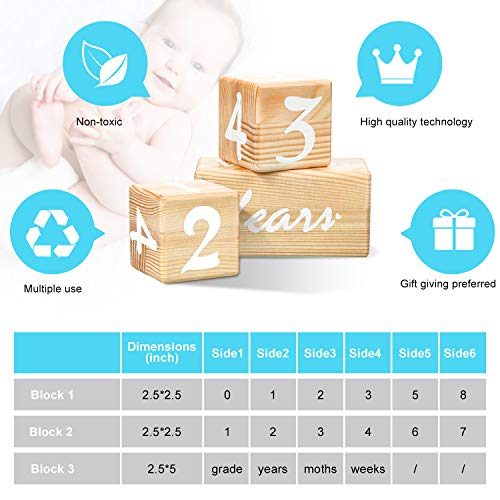 WILLBOND Blocks Baby Monthly Milestone Blocks Baby Age Photo Blocks and Keepsake Photography Nursery Decor (Gender Neutral)
