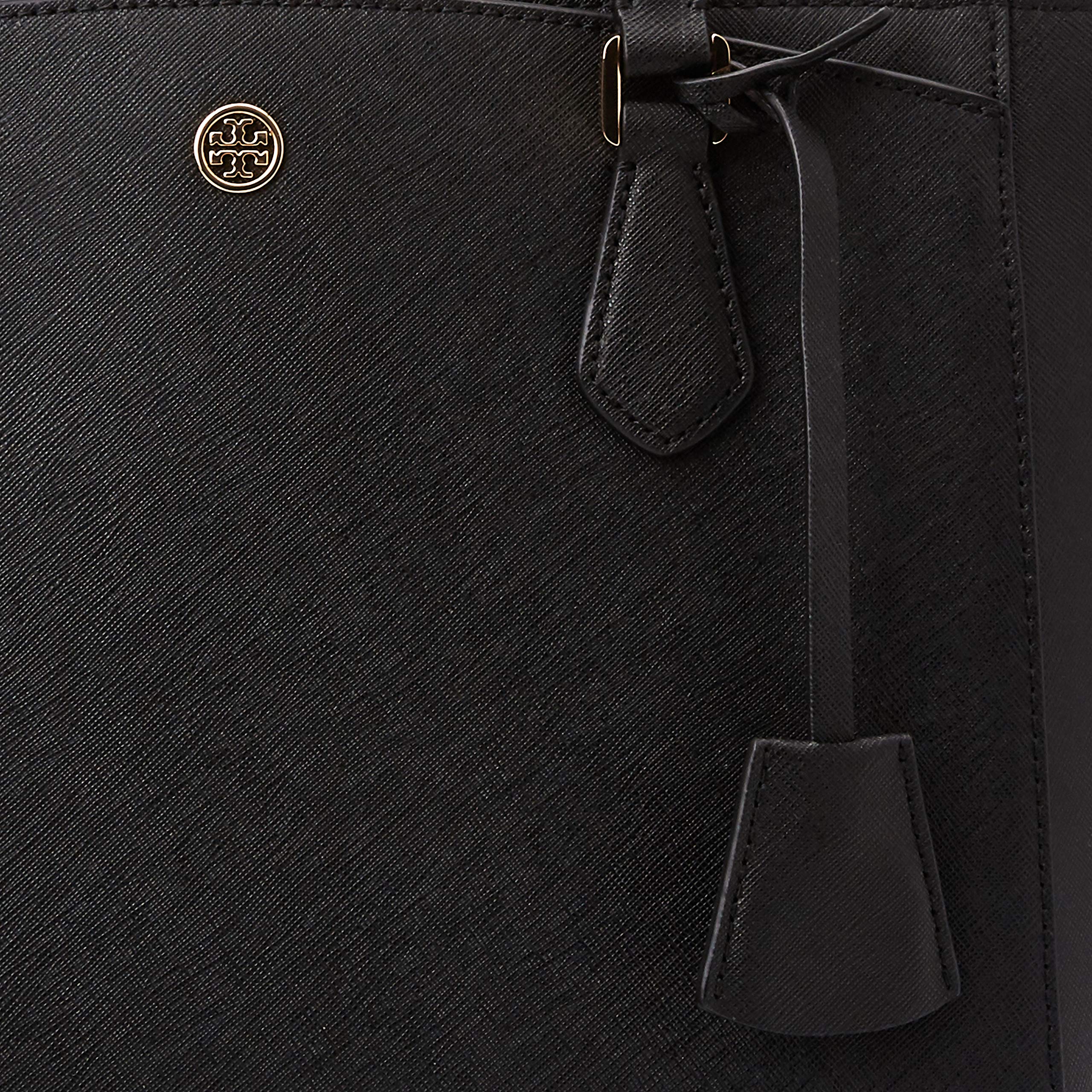 Tory Burch Womens Robinson Leather Satchel Tote Handbag Black Medium