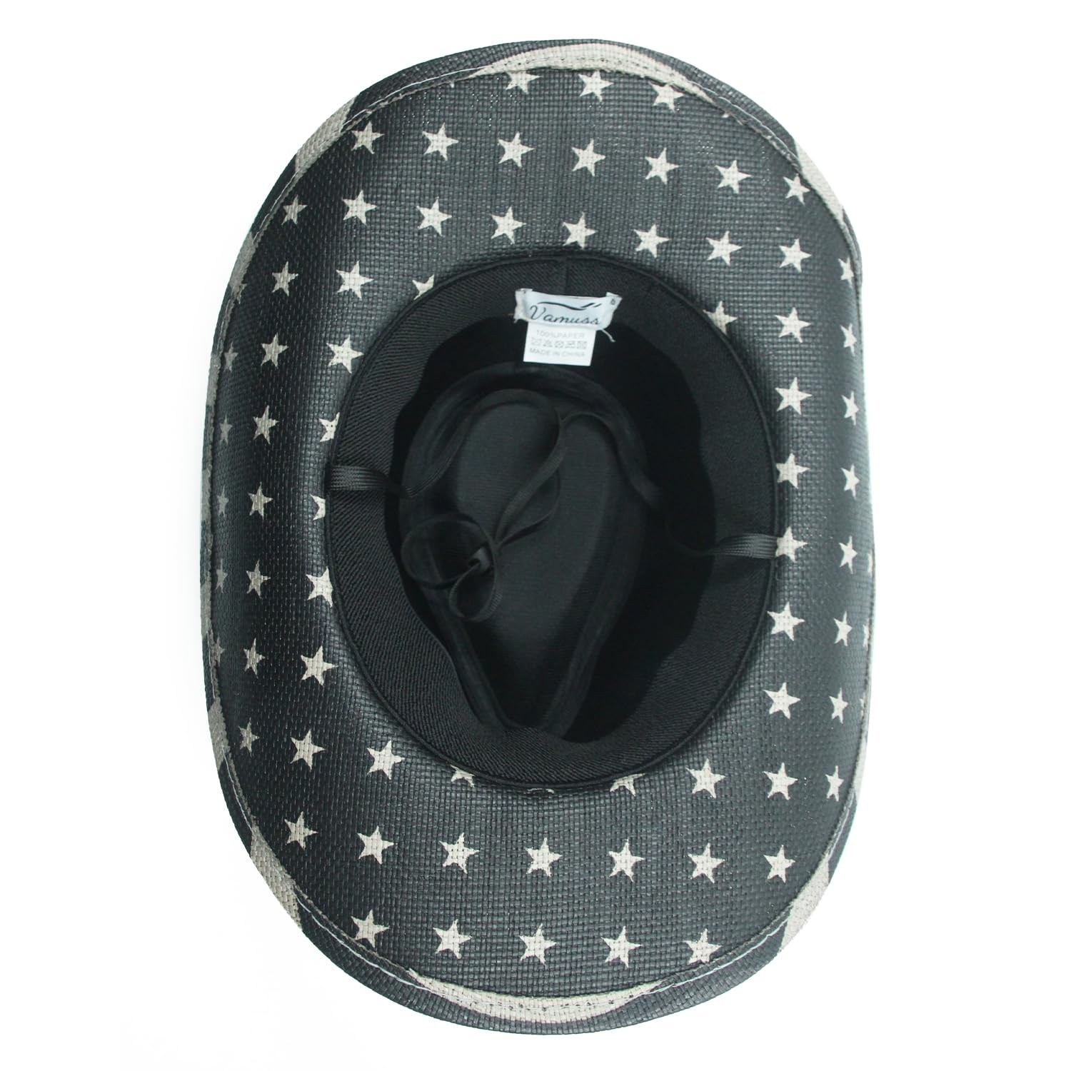 Vamuss Vintage USA American Flag Cowboy Hat w/Western Shape-It Brim (Black-Grey)