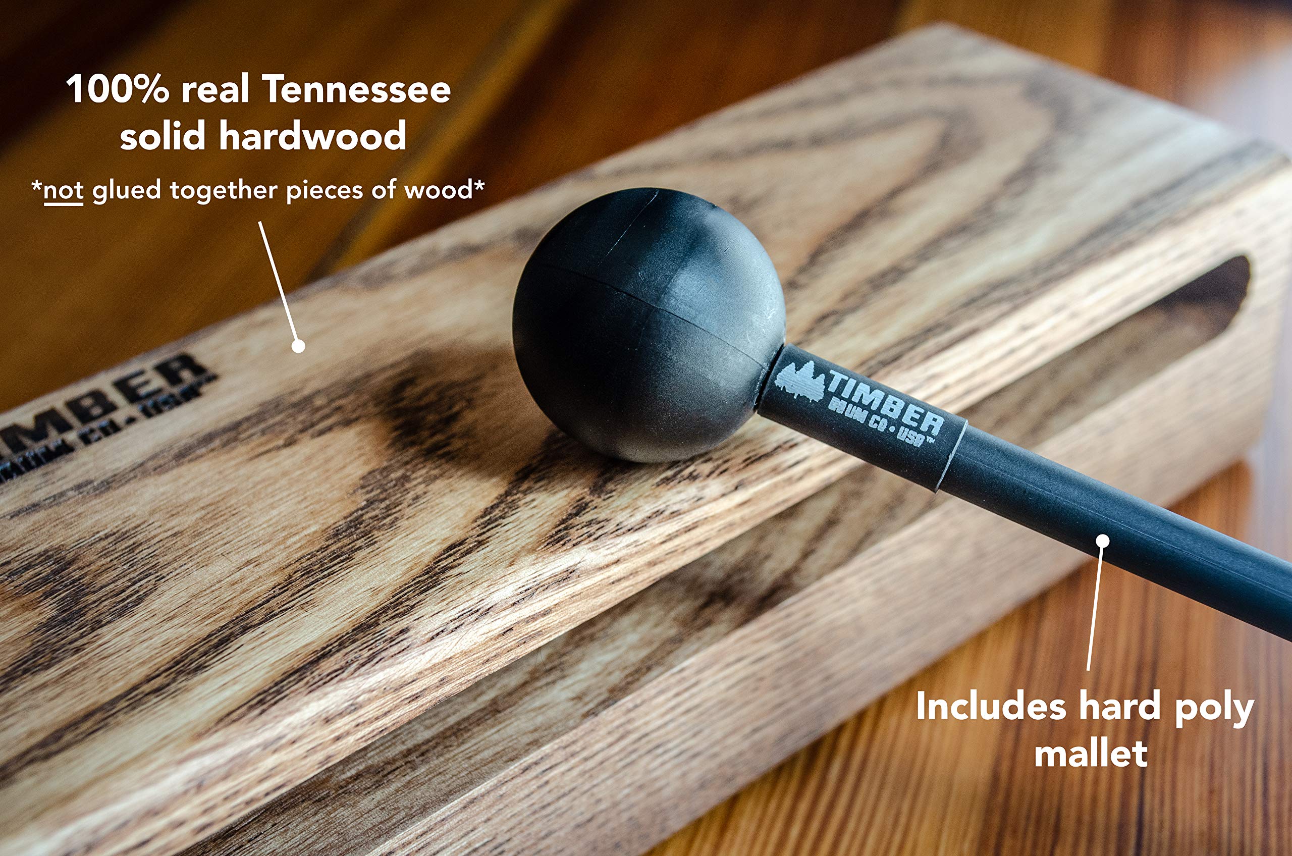 Timber Drum Co. 7" Wood Block with Mallet — Made in U.S.A. — Creates Loud and Resonant Tone from Handcrafted Solid American Hardwood, Includes Rubber Feet, Medium (T4-M)