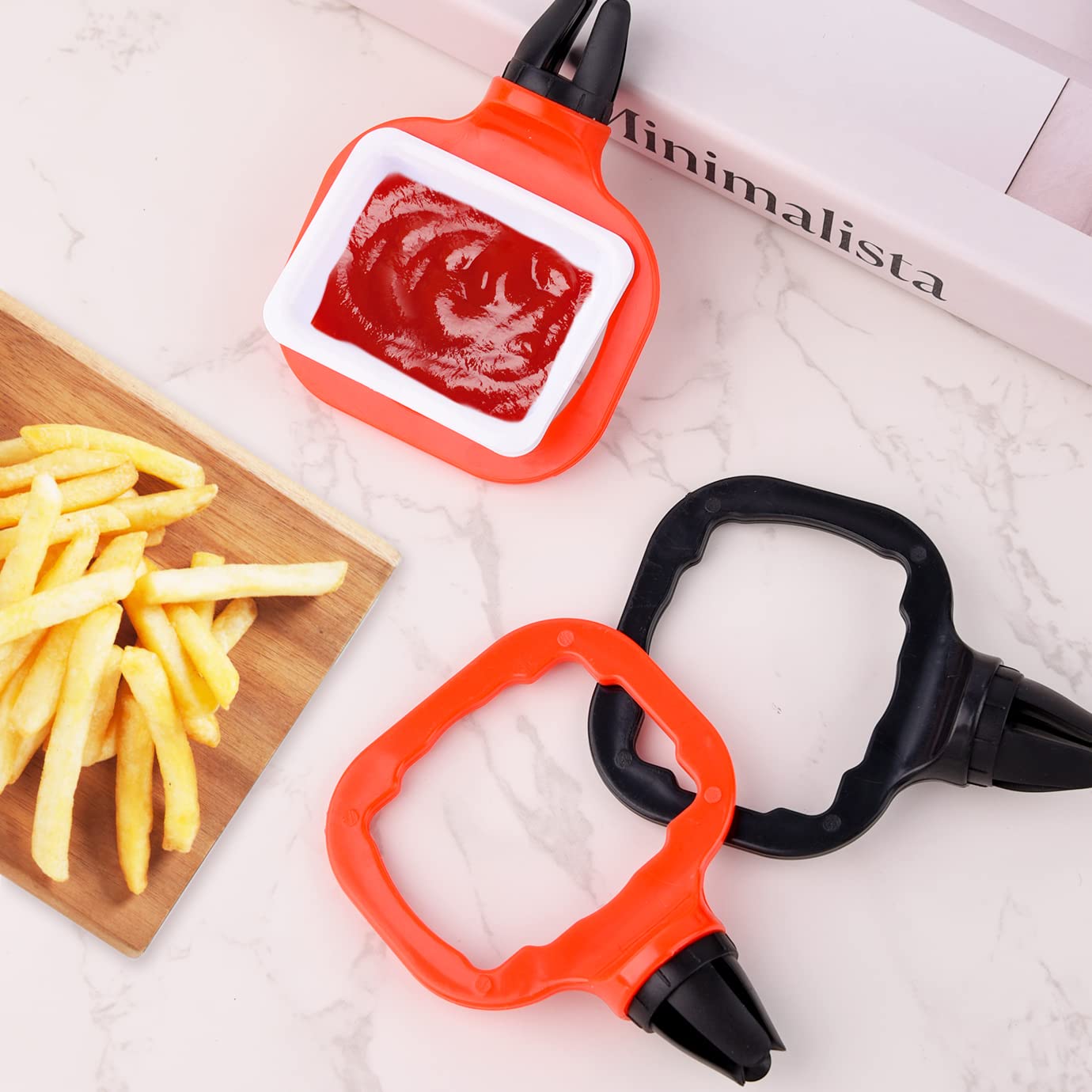WXJ13 4 Pieces Sauce Holder for Car Dip Vent Clip for Sauce Mini Sauce Holder with 10 Replacement Jam Box Mini Dipping Cups Removable Dipping Sauces Holder Dipping Dish Container for Ketchup