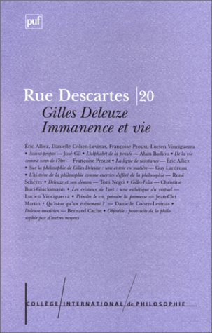 Rue descartes n.20 gilles deleuze: 20 ((INACTIF) REVUE RUE DESCARTES)
