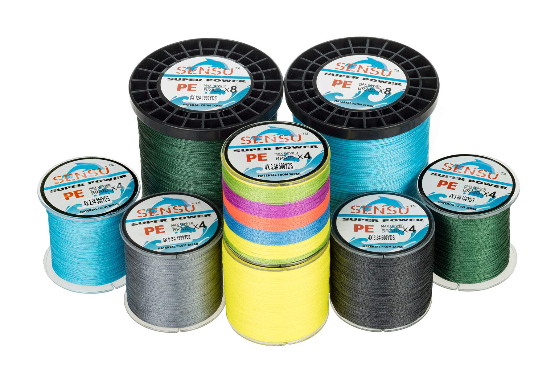 Sensu Superpower Braided Fishing Line - Abrasion Resistant Braided Lines – Incredible Superline – Zero Stretch – Smaller Diameter – A Must-Have!(100 LB(40.2KG) (8 Strands) 0.5mm-500 Yds,Ocean Blue)