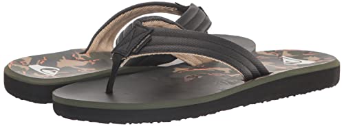 Quiksilver Men's Carver Print Sandal Flip-Flop, Green 1, 13