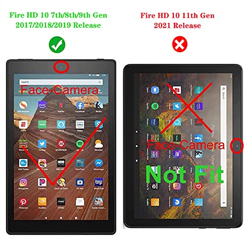 TSQ Fire HD 10 Tablet Case Kids 2019/2018/2017 (NOT fit 11th 2021) |Amazon Fire Tablet 10 Case 9th 8th 7th Generation Heavy Duty |Protective Case w/Stand Hand Shoulder Strap for Kindle Fire 10, Black