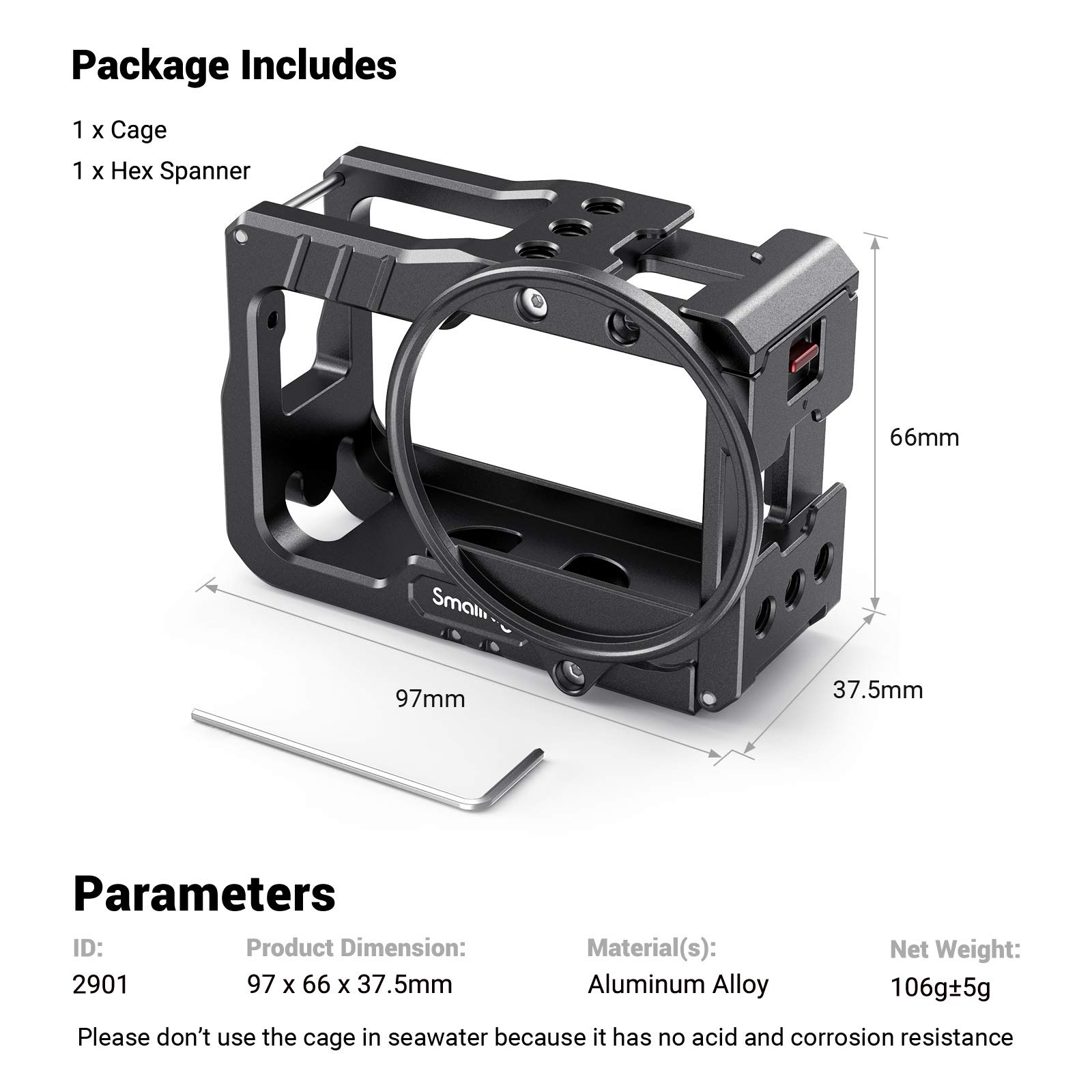 SMALLRIG Video Vlogging Camera Cage with 52mm Filter Adapter Compatible with Insta360 ONE R 4K Edition - 2901