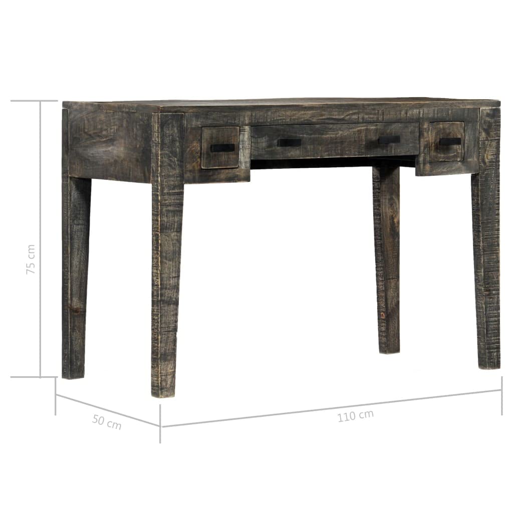 vidaXL Desk, Computer Desk with 3 Drawers, Home Office Desk, Living Room Bedroom Writing Table Workstation, Retro Style, Solid Wood Mango
