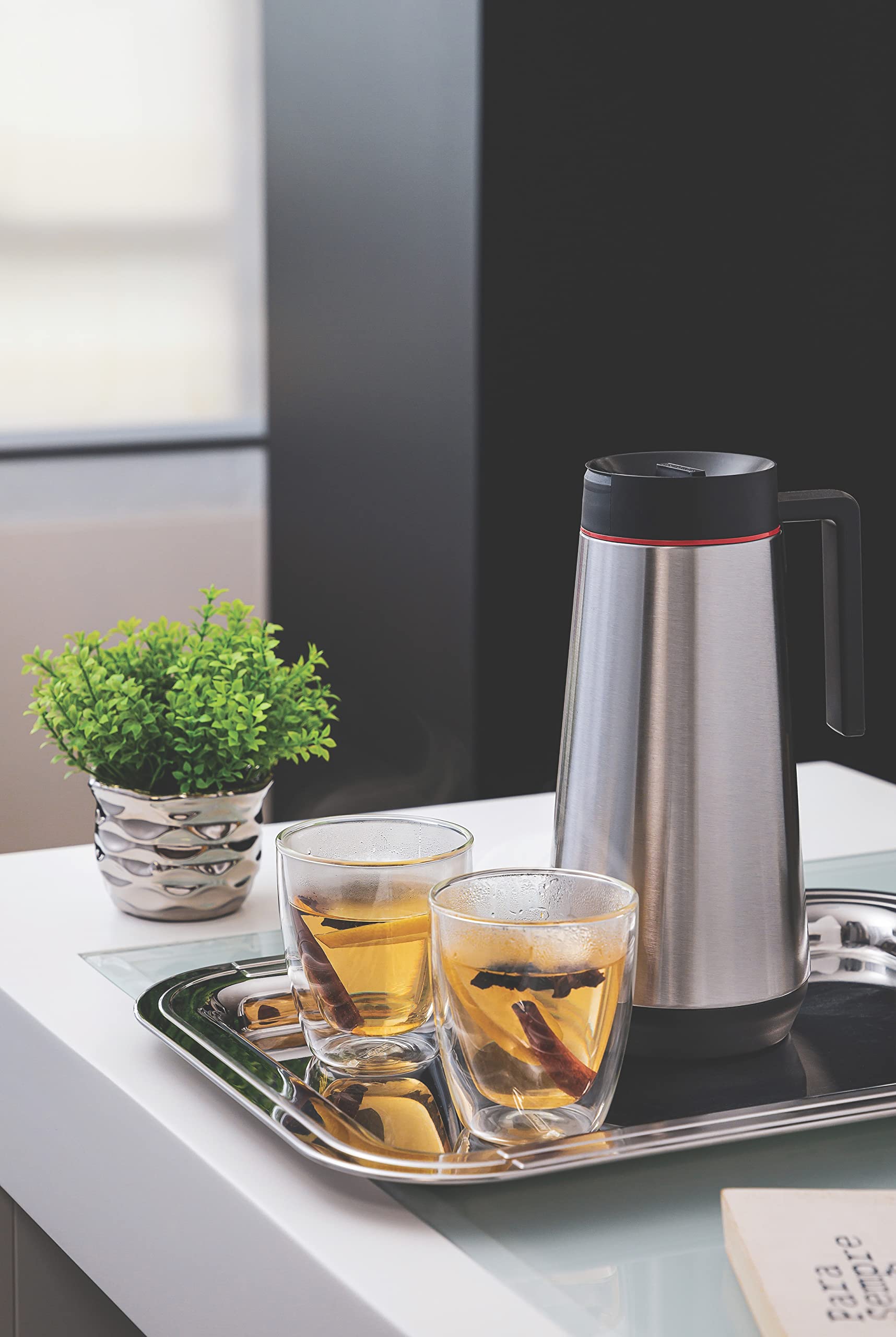 Thermos Flask with Handle | Insulated Flask | Thermal Drinks Dispenser | Stainless Steel | Coffee Pot | 0.75 Litres