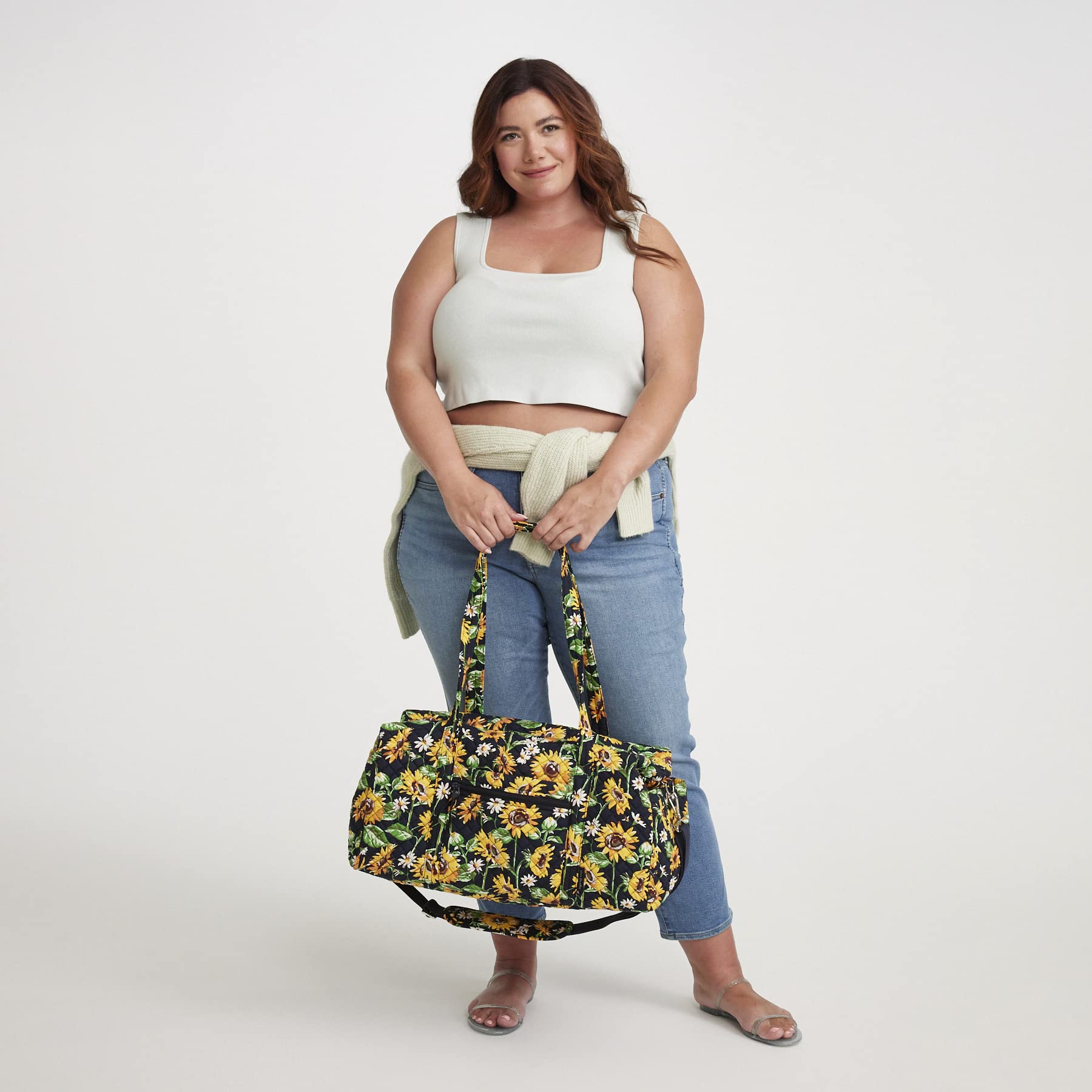 Vera Bradley Women's Cotton Medium Travel Duffel Bag, Butterfly By - Recycled Cotton, One Size