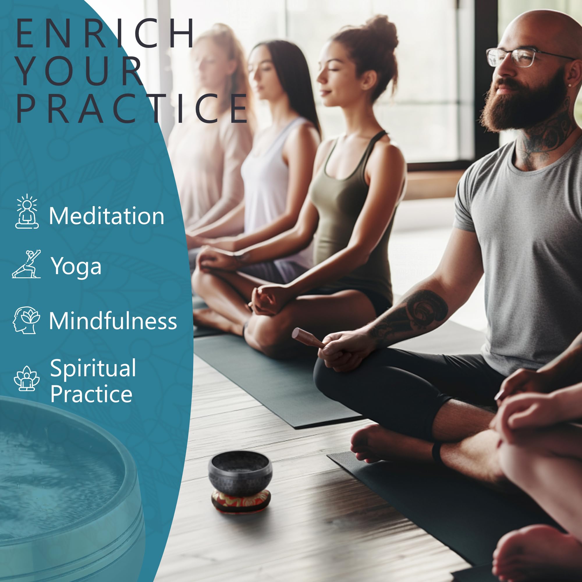 Tibetan Singing Bowl Set β Authentic Hand-Tuned Sound Bowl for Meditation β Complete Meditation Bowl Kit with Cushion, Mallet & Guide β Perfect Tibetan Bell for Yoga, Relaxation, & Sound Healing