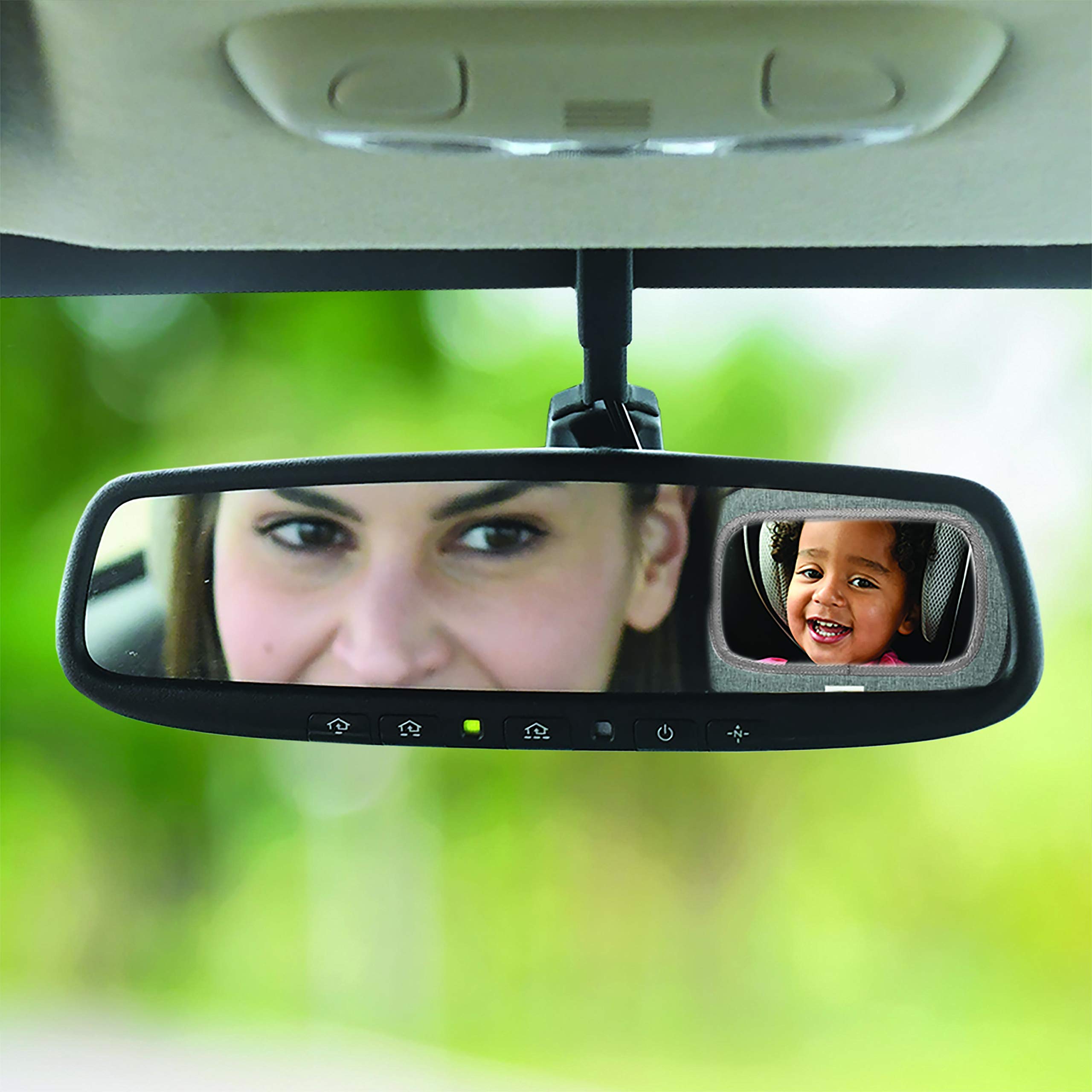 Travel Bug Baby & Toddler Shatter Resistant Mirror With Built-in Kick Mat For Forward Facing Car Seats - Grey