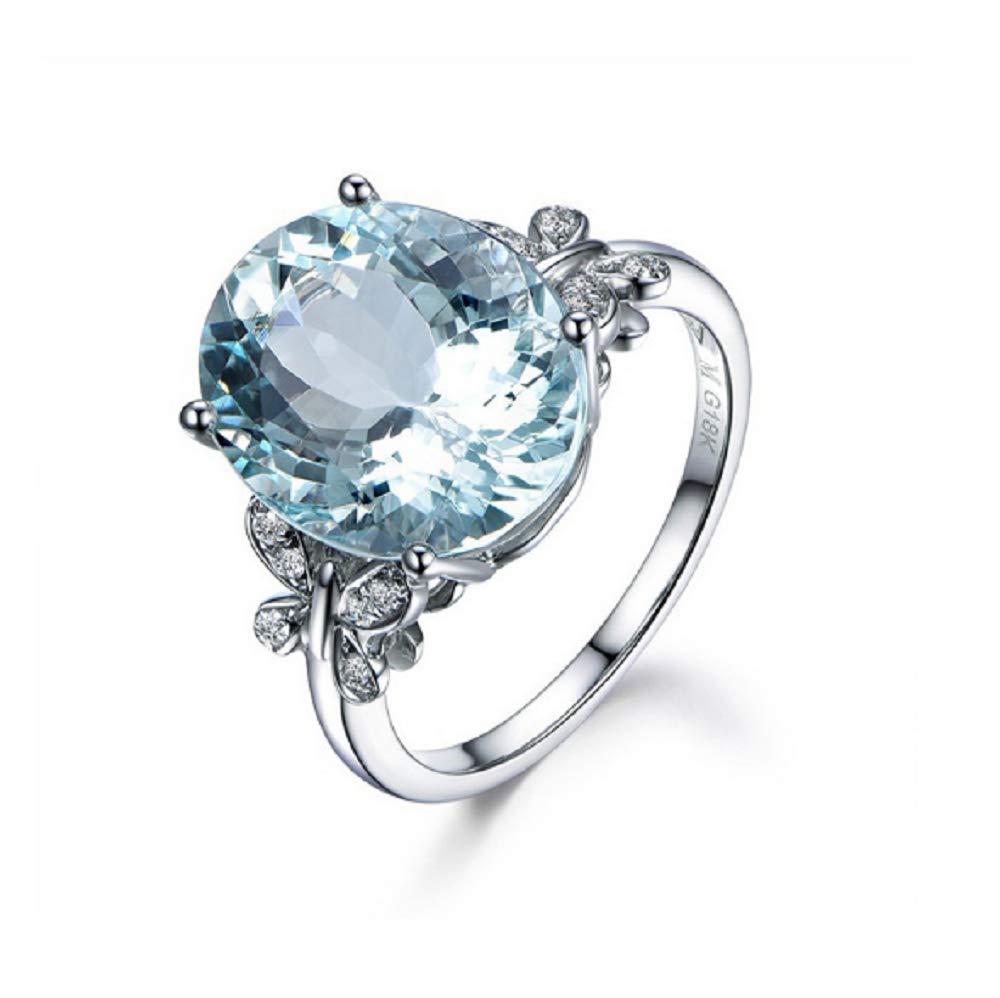 Wenbin Fashion Lady Natural Stone Topaz Ring Blue Topaz Bow Ring 925 Sterling Silver Oval Gemstone Ring Engagement Ring Wedding Jewelry Size 6-10 (US Code 8)