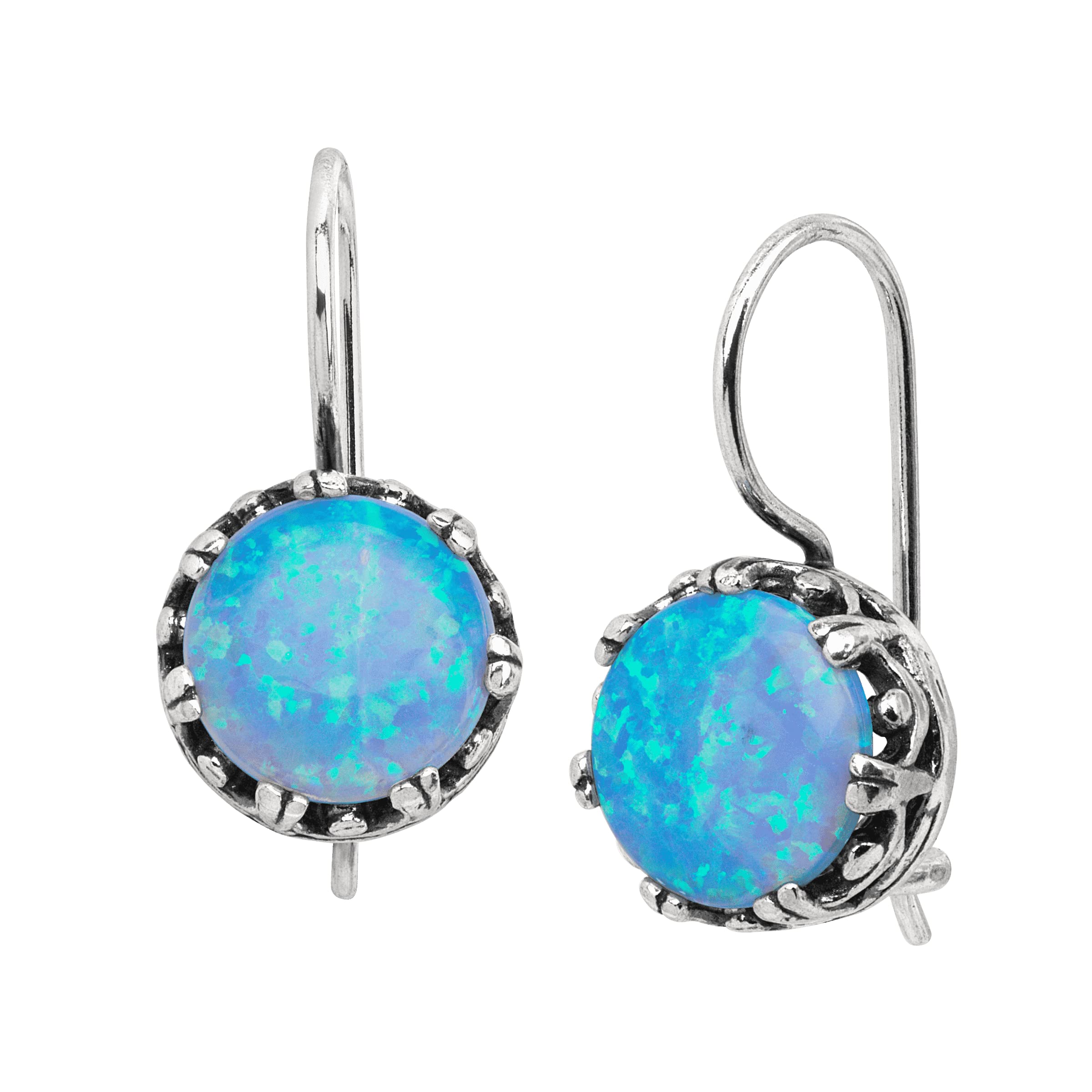 Silpada 'Kintla' Created Blue Opal Drop Earrings in Sterling Silver