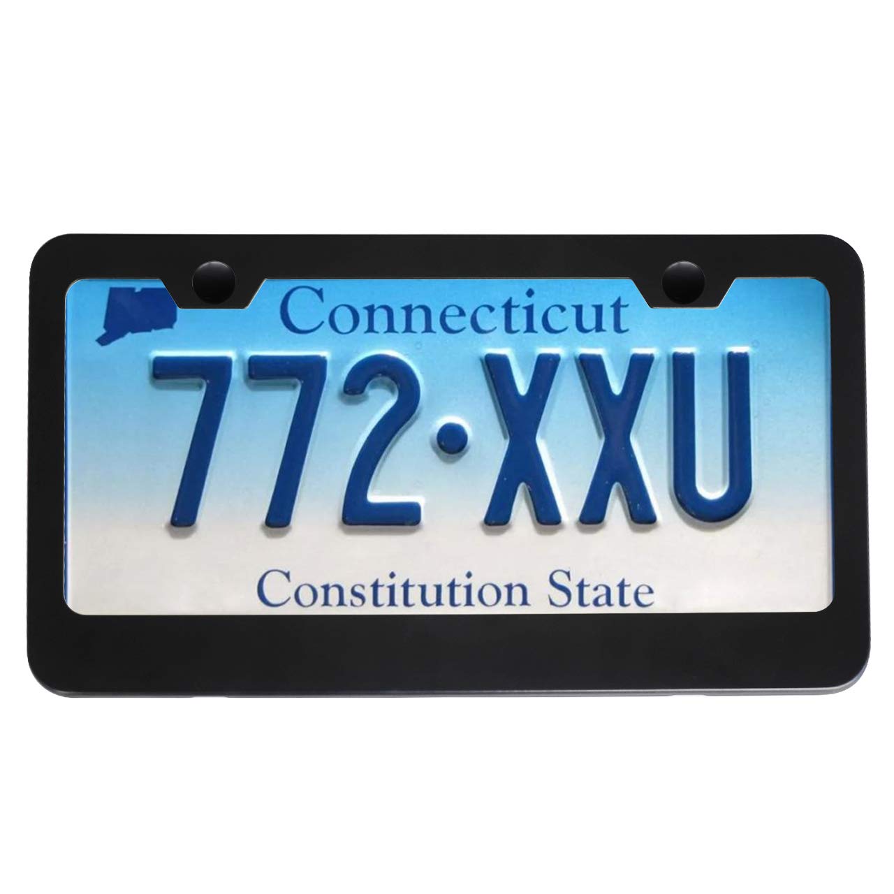 ZELEMO 2Pcs 2 Holes Black Matte Aluminum License Plate Frames Fits All Standard 6x12 Inches US License Plates Includ Screws.