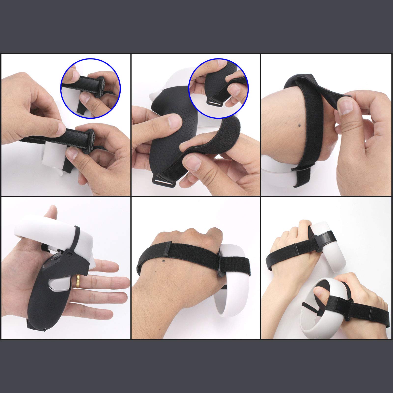 Touch Controller Grip Cover and Adjustable Knuckle Strap for Oculus Quest 2, Premium Silicone Anti-Throw Handle Protective Sleeve, 1 Pair, Red