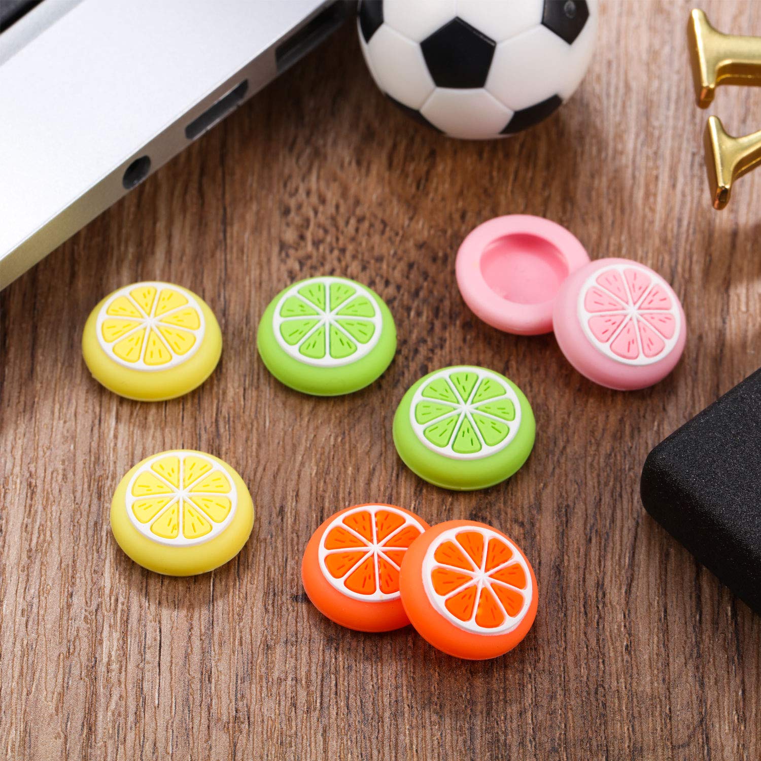 Sunmind 16 Pieces Replacement Cute Fruit Lemon Design Thumb Grip Caps Thumb Grips Analog Stick Cover Joystick Cap Cover Compatible with Nintendo Switch, Switch Lite and Joy-Con Controller