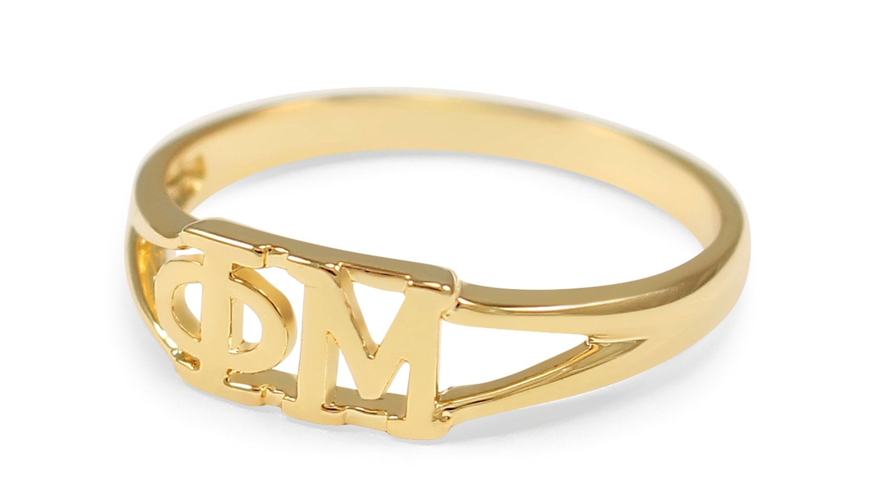 The Collegiate Standard Phi Mu 14k Gold Plated Sorority Ring with Greek letters (11)